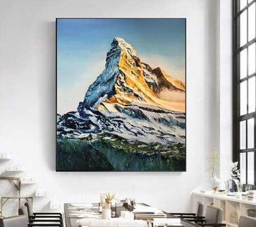 Картина маслом на холсте большая Горы на рассвете