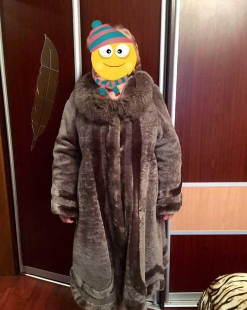 Продам шубу из мутона и шапку голубая норка