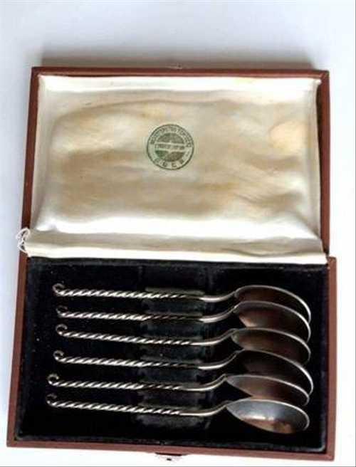 Мельхиор-серебрение ложки чайные витая ручка.1965