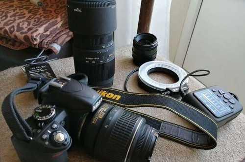 Nikon D3100 kit 18-55, sigma 70-300, helios 44-2
