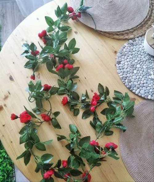 Искусственные цветы, лиана с розами, 2 метра