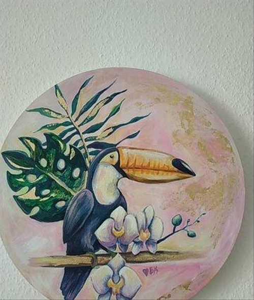 Картина с птицей акрил тукан