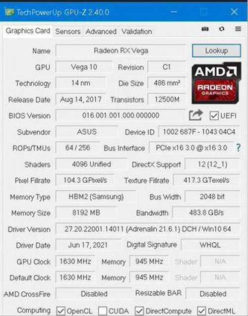 Asus ROG Strix RX Vega 64 OC 8 гб