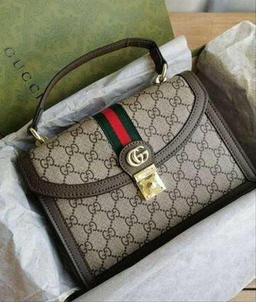 Новая женская сумка Gucci Ophidia коричневая