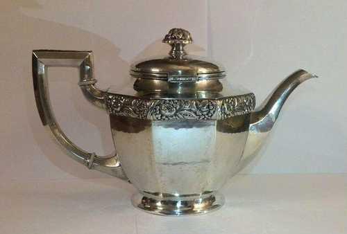 Антикварный серебряный чайник 1898 серебро Красота