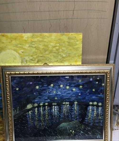 Картина акрилом на заказ Звёздная ночь над роной