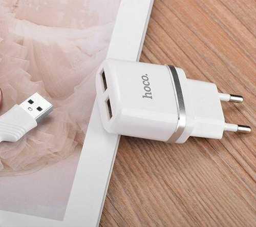 Блочок Hoco C12 Smart 2USB + Кабель USB-Lightning