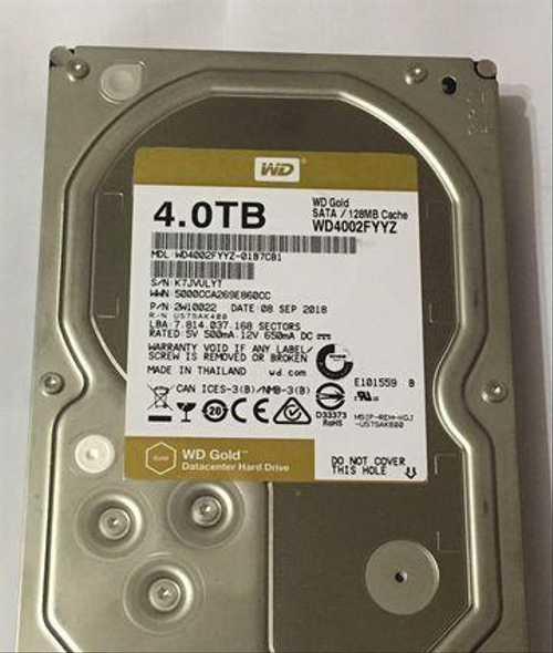 Жесткие диски WD 4Tb Gold WD4002fyyz