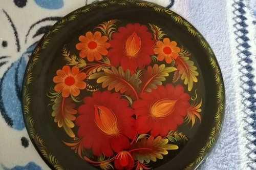 Декоративная тарелка Петриковская роспись