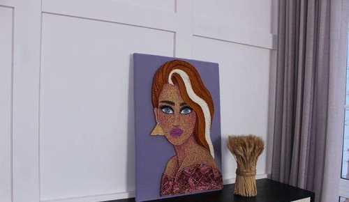 "Взгляд Жасмин" плетённая картина эксклюзив
