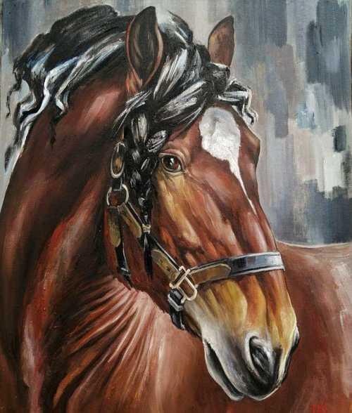 Картина холст/масло "Портрет лошади"