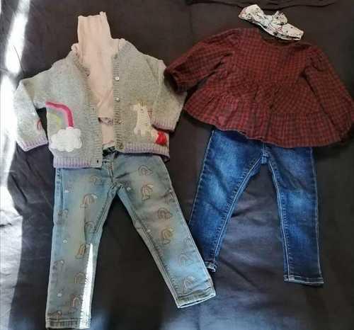 Вещи, джинсы, кофты, пакетом на девочку 2 года