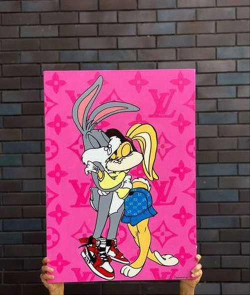 Bugs Bunny & Lola love картина акрил 90x70 100x80