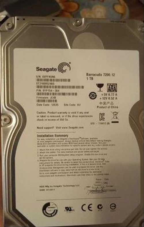 Жесткий диск Seagate 1тб неисправен