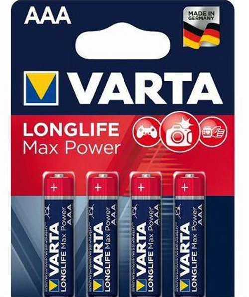 Батарейки мизинчиковые varta LR03 LongLife Max Pow