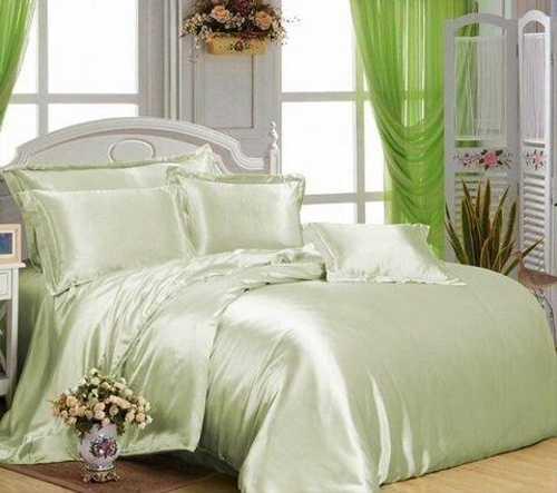 Шелковое постельное белье Luxe Dream светло-зеленый евро