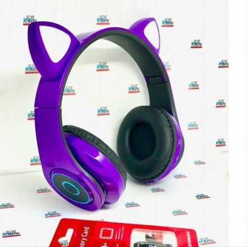 Наушники Cat Ear В39 фиолетовые + флешка 8 gb