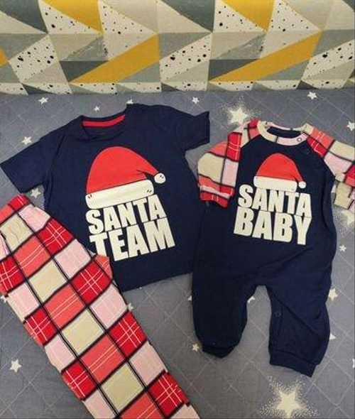 Комплект новогодний family look пижамы