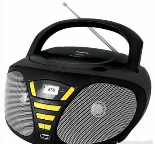 Магнитола BBK BX-180U CD/MP3 черный/жёлтый