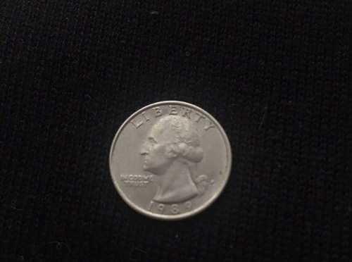 25 центов - quarter dollar 1989 год P-филадельфия