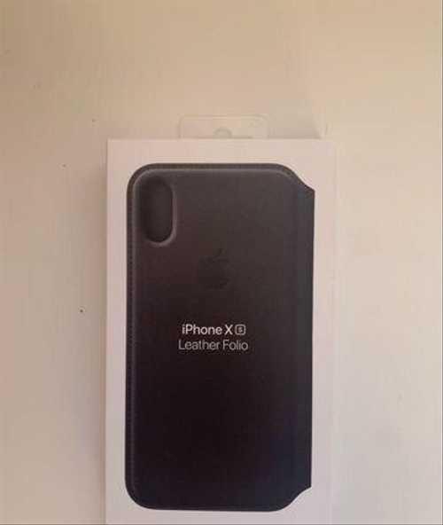 iPhone Xs leather folio case Black (Новый)