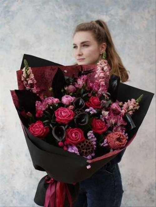 Аметист, букет цветов, розы