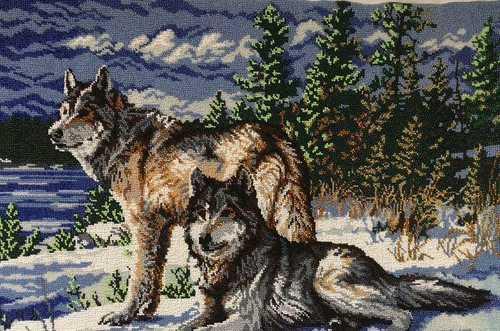 Картина бисером "Зимние волки"