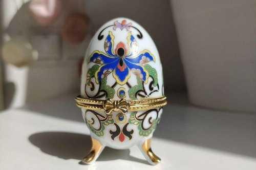 Шкатулка яйцо для украшений фарфор