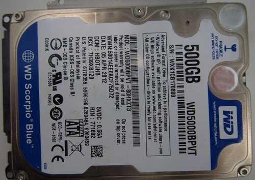 2,5" 500Gb WD5000bpvt