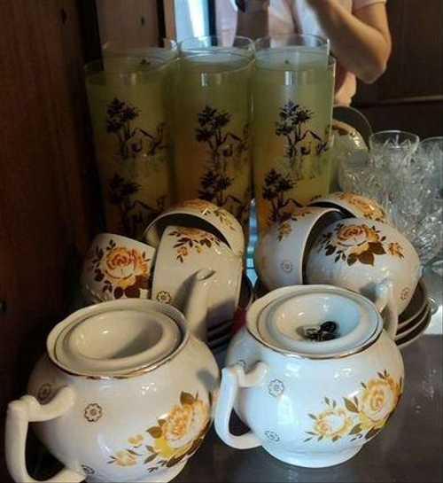 Посуда СССР: Сервиз чайный, бокалы, стаканы