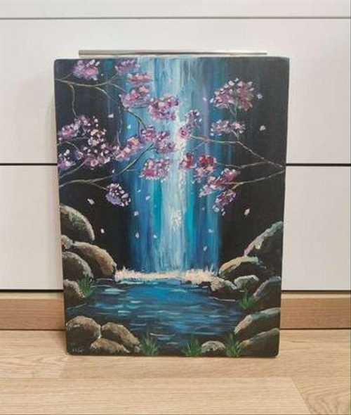 Картина маслом на холсте "Водопад"