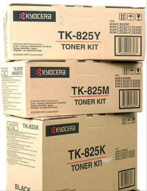 Оригинальные картриджи kyocera. Kyocera tk-825y. Картридж Kyocera tk-825k. Тонер-картридж Kyocera tk-825y.