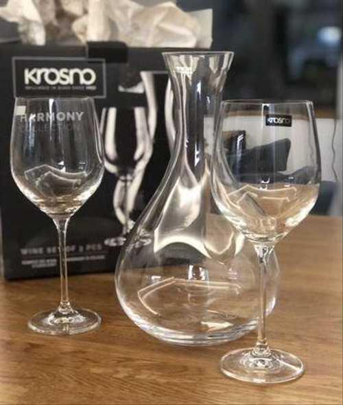 Набор из декантера и 2 бокалов для вина Krosno Har