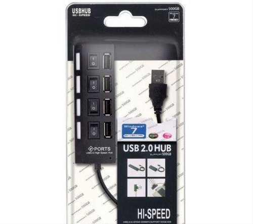 USB хаб SmartBuy sbha-6204-B, с выключателями, чер