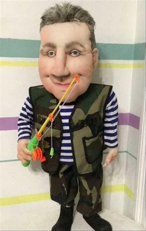 Интерьерная подарочная кукла Рыбак. Рост 65 см