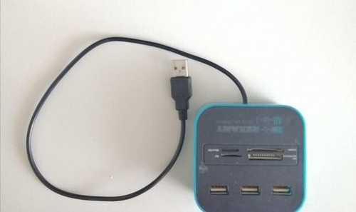 Разветвитель USB на 3 порта+картридер