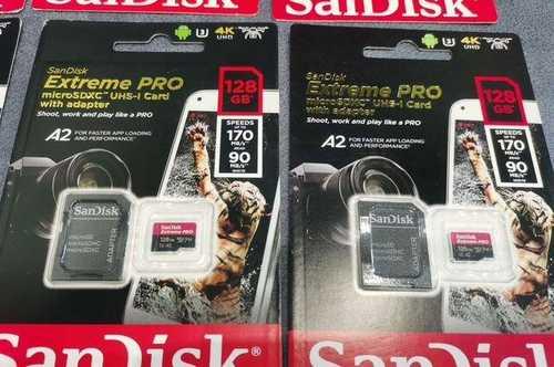 Карты памяти SanDisk Extreme Pro 128Gb UHS-I 170mb