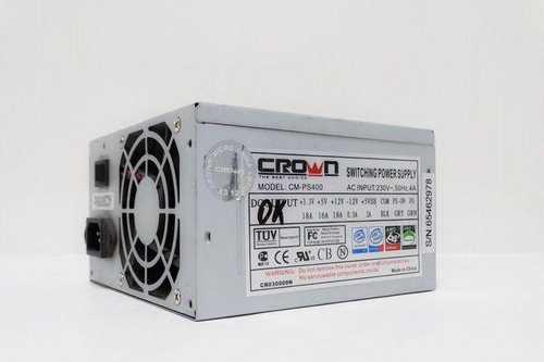 Блок питания Сrown 400W (4+4Pin для процессора)