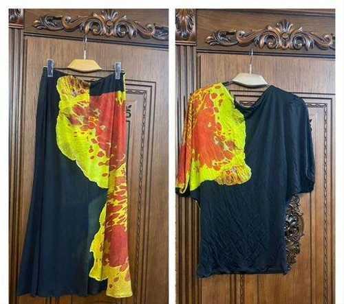 Костюм блузка юбка roberto cavalli орхидея,новый и