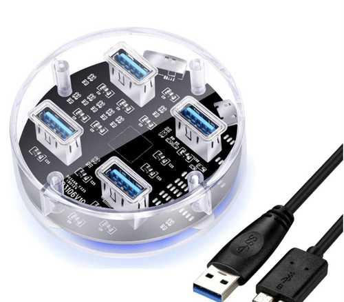 USB HUB на 4 USB 3.0 разветвитель с подсветкой