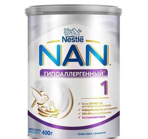 Смесь NAN 1 сухая молочная гипоаллергенная 400г с