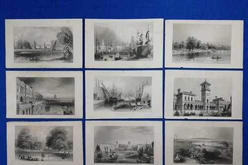 Лондонская вода, 9 антикварных гравюр 1851 года