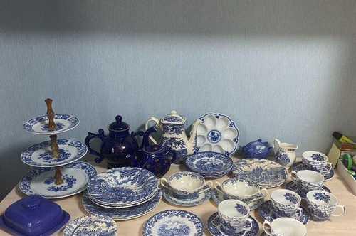 Английский фарфор Myotts/синяя посуда