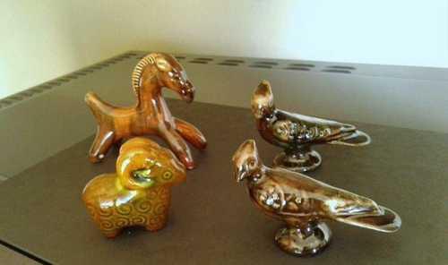 4 керамические фигурки животных