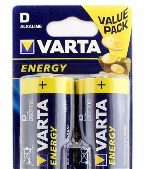 Батарейка щелочная varta LR20 (D) Energy 1.5V 2шт