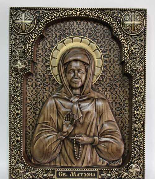 Резная икона Св Матрона 240*200