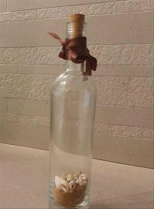 Декоративная бутылка сувенир с песком и ракушками