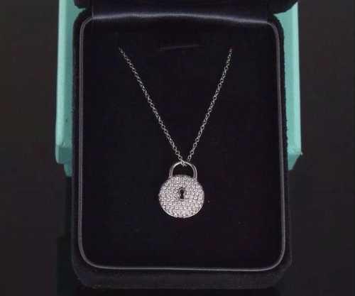 Новое золотое колье Tiffany 8.9 гр брилл 0.42 ct