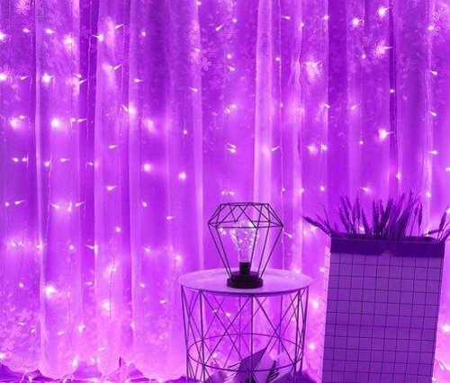 Гирлянда-штора фиолетовая