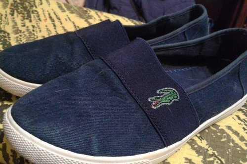 Джинсовые кеды слипоны спортивные туфли " Lacoste"